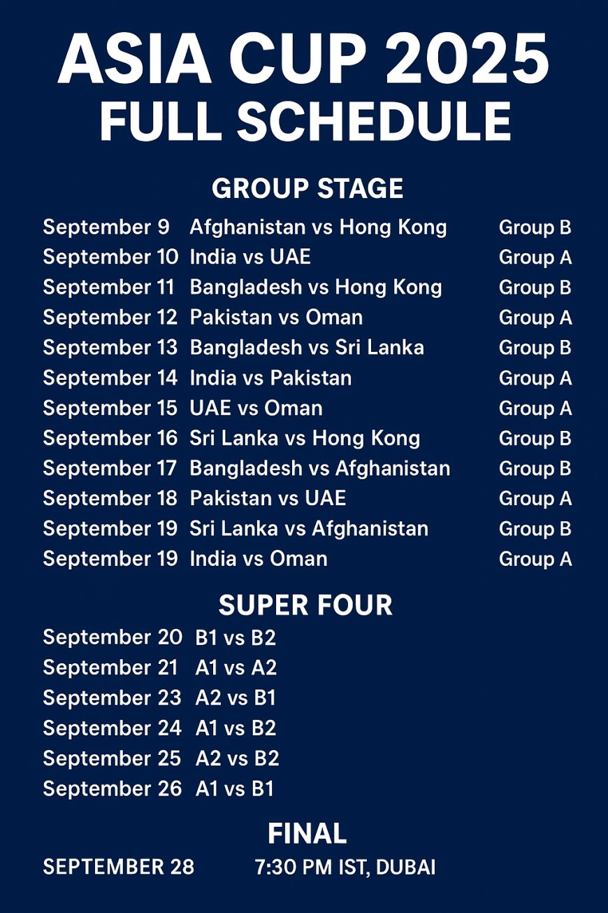Download Full Asia Cup 2025 Schedule PDF - Fixtures, Dates, Teams & Venues